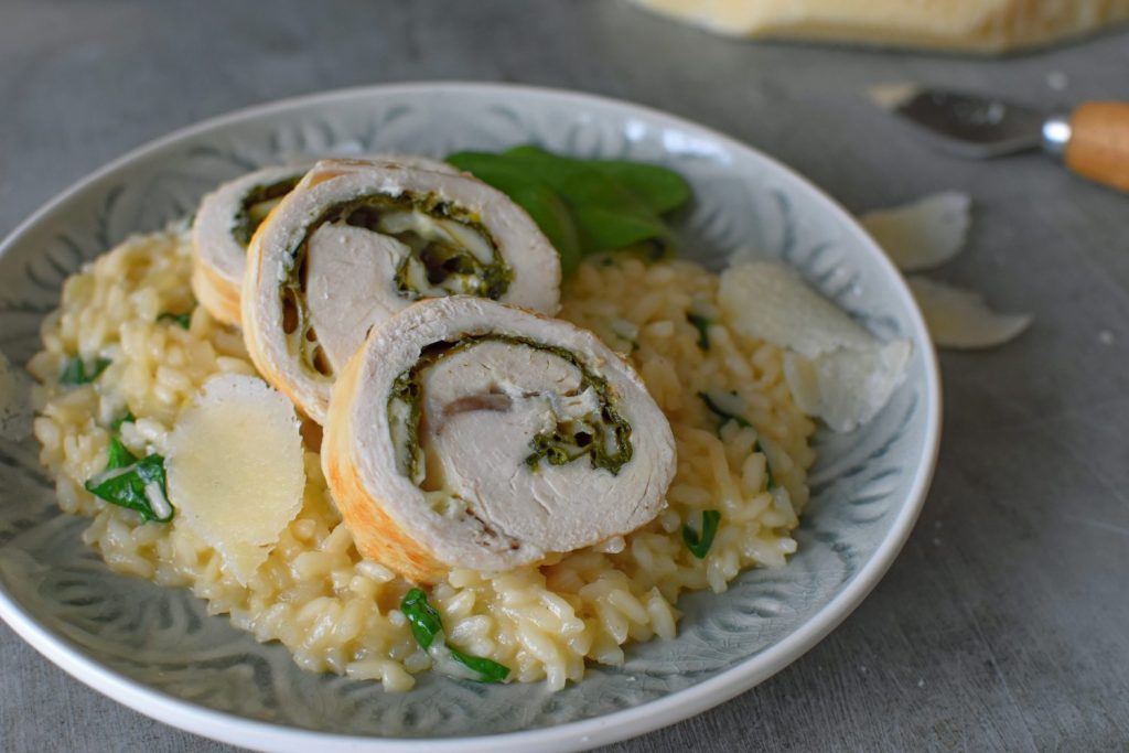 Krémové risotto s krůtí roládou, špenátem a sýrem Gran Moravia – Bohyně ...