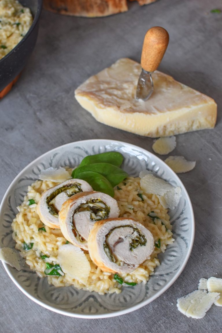 Krémové risotto s krůtí roládou, špenátem a sýrem Gran Moravia – Bohyně ...